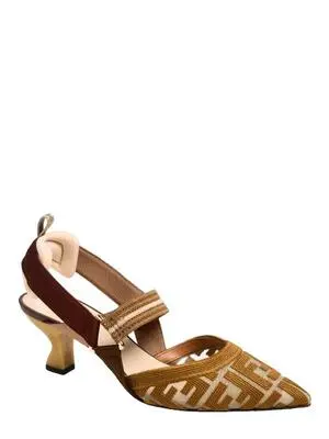 Fendi Colibrì Mesh Slingback Pointed Toe Pump - F1v8t Nudo Rhum