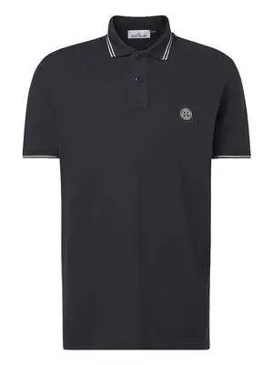 Stone Island Compass Cotton-blend Piqué Polo Shirt - Blue