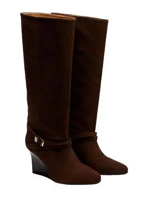 GANNI Wedge Knee-high Boots - Brown