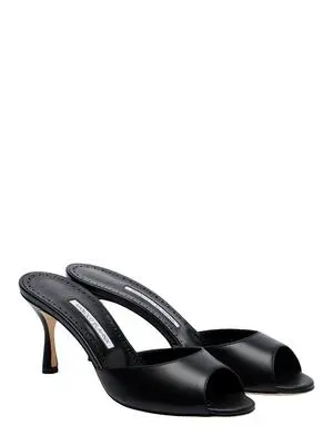 Manolo Blahnik Jada 70 Leather Mules - Black