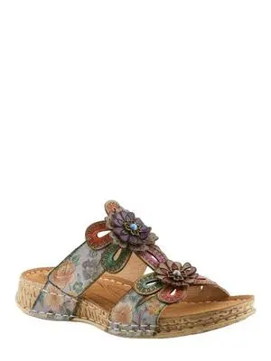SPRING STEP SHOES Beaudie Embossed Leather Sandals - Grey Multi