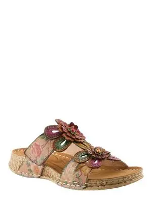 SPRING STEP SHOES Beaudie Embossed Leather Sandals - Tan Multi