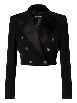 Dolce & Gabbana Cropped Wool And Silk-blend Jacket - Black