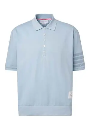 Thom Browne 4-bar Cotton Jersey Polo Shirt - Blue