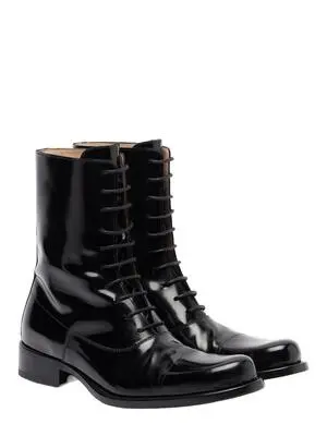 THE ROW Kai Leather Lace-up Boots - Black