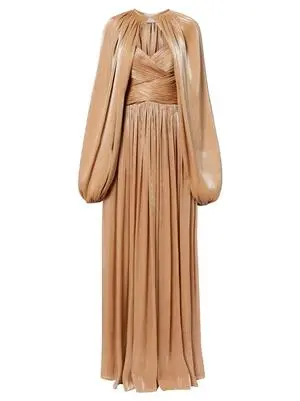Costarellos Gathered Pleated Gown - Beige