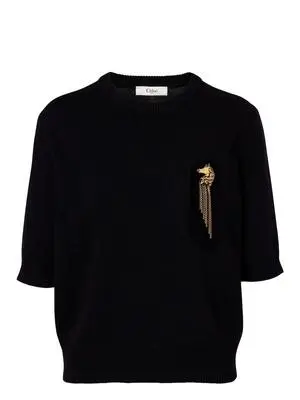 Chloé Embellished Wool And Cashmere Sweater - Black