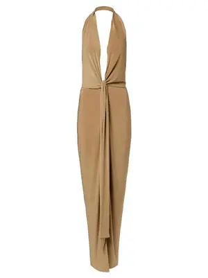 Norma Kamali Draped Halterneck Open-back Gown - Green