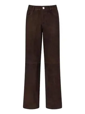 Nour Hammour Milo Suede Wide-leg Pants - Brown