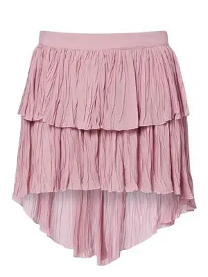 Blumarine Plissé Tiered Georgette Miniskirt - Pink