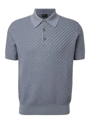 Brioni Cotton, Silk, And Cashmere Polo Shirt - Blue