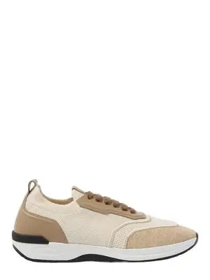 Brioni Leather-trimmed Sneakers - Beige