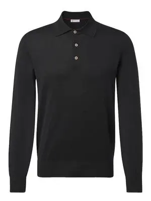 Brunello Cucinelli Cotton Polo Sweater - Black