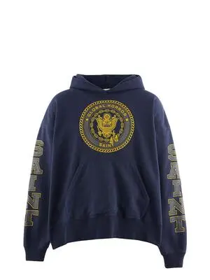 SAINT MXXXXXX Heavyweight Cotton Hoodie With Printed Logos - Blue