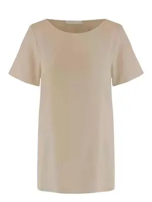 ALLUDE Side Slits Silk T-shirt - Neutrals