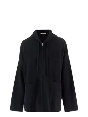 ALLUDE Hooded Zip-up Sweatshirt - Black