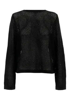 ALLUDE Geometric Openwork Sweater - Black