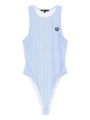Maje Striped Logo-embroidered Bodysuit - Blue