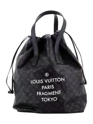 LOUIS VUITTON Cabas Light Drawstring Bag Flash Fragment Monogram Eclipse Canvas - Black