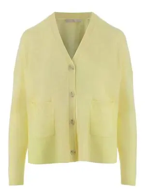 ALLUDE Patch-pockets V-neck Cardigan - Yellow