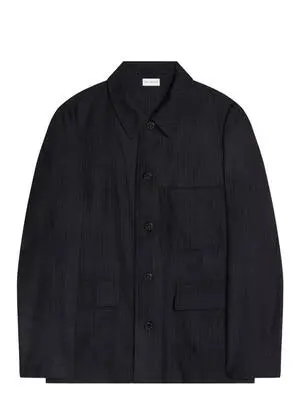 Dries Van Noten Pinstripe Workwear Overshirt - Blue