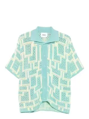 BONSAI Geometric Oversized Shirt - Blue
