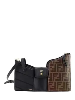 Fendi Leather And Zucca Coated Canvas Mini Crossbody Bag - Brown