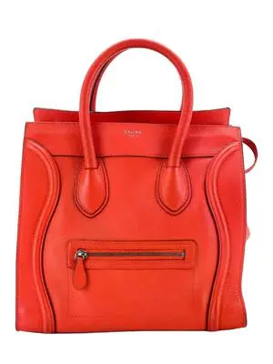 Celine Luggage Bag Grainy Leather Mini Tote - Orange