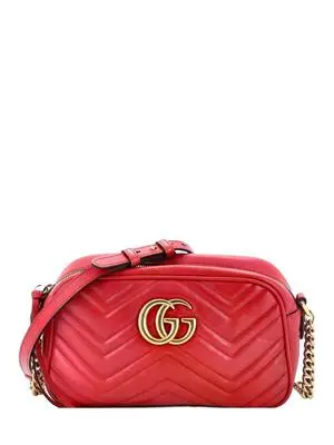Gucci Gg Marmont Matelassé Leather Small Shoulder Bag - Red