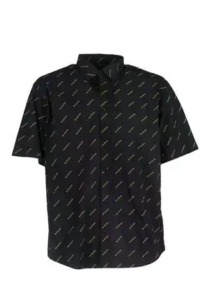 Balenciaga Logo-print Short-sleeve Shirt - Black