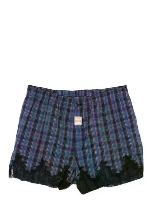 Martine Rose Checked Lace Shorts - Blue