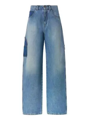 Pinko Patchwork Wide Leg Jeans - Blue