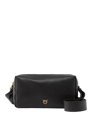 Pinko Logo Leather Crossbody Bag - Black