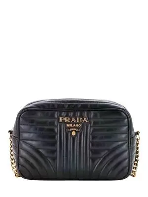 Prada Diagramme Quilted Leather Camera Bag - Black
