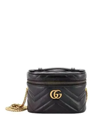 Gucci Gg Marmont Top Handle Vanity Chain Bag - Black