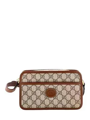 Gucci Interlocking G Patch Gg Coated Canvas Camera Bag - Brown