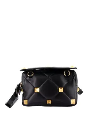 Valentino Garavani Roman Stud Quilted Leather Crossbody Bag - Black