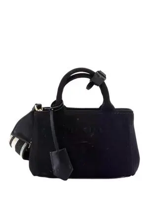 PRADA Logo Jardiniere Canvas Mini Tote Bag