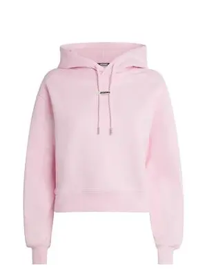 Jacquemus Cotton Grosgrain Logo Hoodie - Pink
