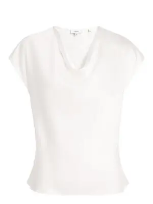 Vince Silk Cowl-neck Blouse - White