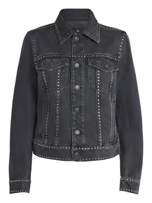 7 For All Mankind Studded Trucker Denim Jacket - Black
