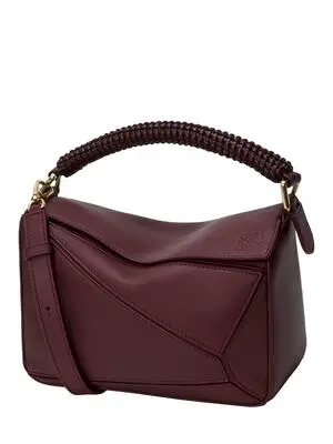 Loewe Small Leather Puzzle Top-handle Bag - Burgundy