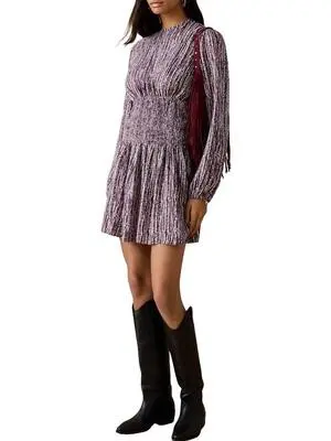 Mango Metallic Cutout Long Sleeve Dress - Light/pastel Purple