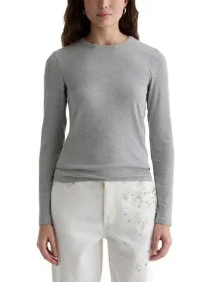 Ag Julia Rib Long Sleeve Top - Heather Grey
