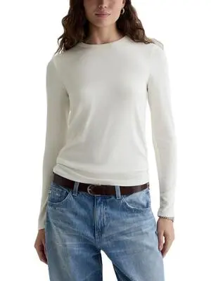 Ag Julia Rib Long Sleeve Top - Powder