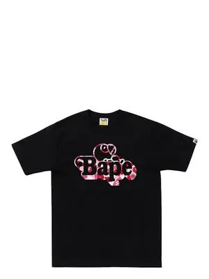A BATHING APE Abc Camo Milo On Tee Shirt (fw25) Black/pink