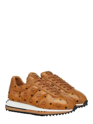 Mcm Diamante Quilted Monogram Leather Sneakers - Cognac