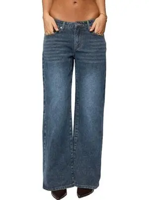 EDIKTED 1980 Leopard Patch Low Rise Jeans
