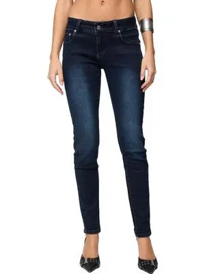 EDIKTED Eloise Low-rise Skinny Jeans - Dark-blue