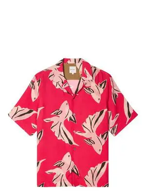 Paul Smith Bright 'le Peche Fish' Print Viscose Shirt - Pink
